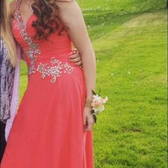 Aria Bridal | Dresses | Custom Coral One Shoulder Prom Dress | Poshmark